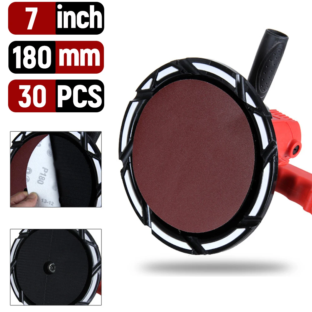 7-Inch-180mm-Hook-Loop-Adhesive-Sanding-Disc-Pad-Round-Sandpaper-For ...