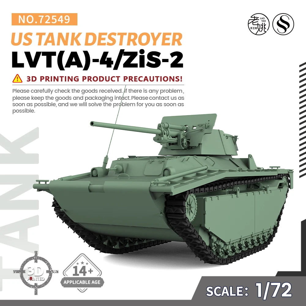 SSMODEL-SS72549-1-72-25mm-Military-Model-Kit-US-LVT-A-4-ZiS-2-Tank ...