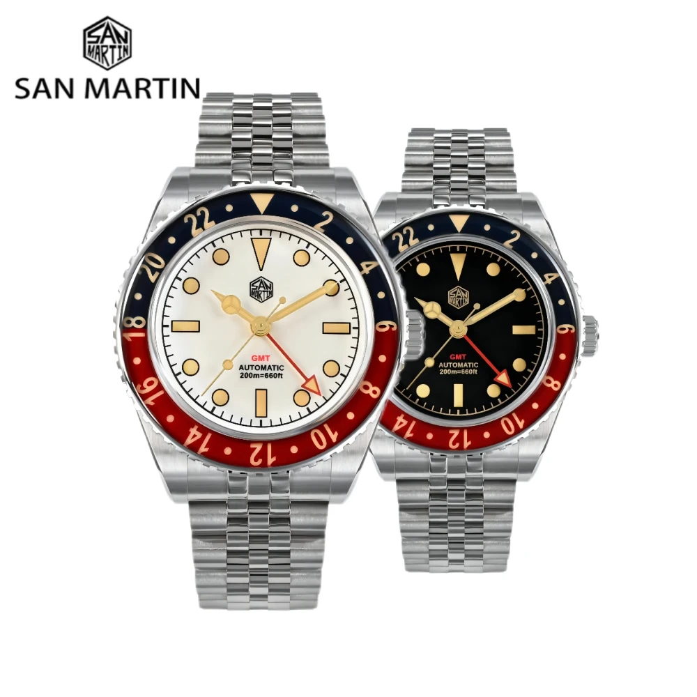 San Martin Watch Retro 40mm Gmt Mechanical Watches For Men Luxury ...