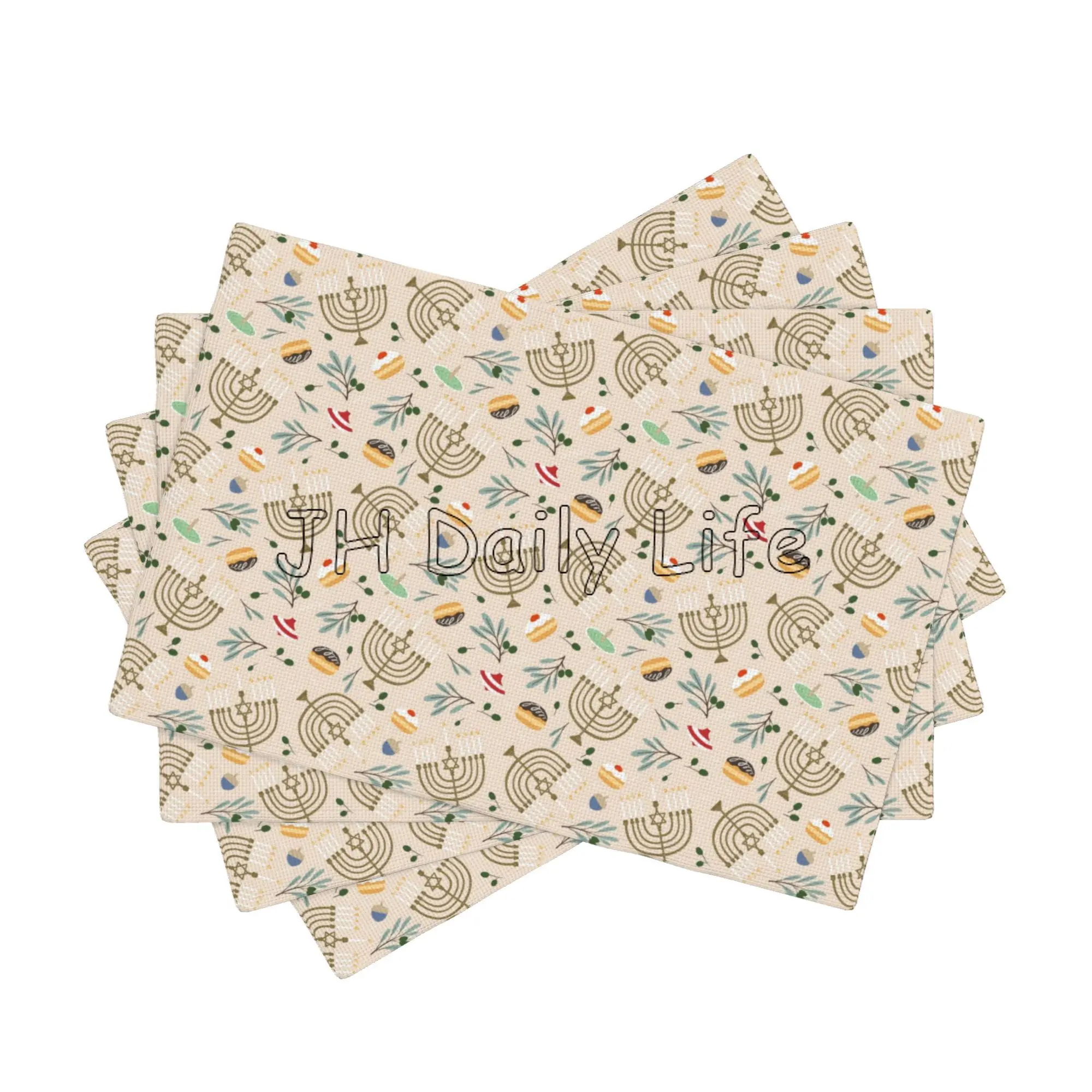 Happy-Hanukkah-Festival-Cloth-Placemats-18x12-Inch-Cotton-Linen-Set-of ...