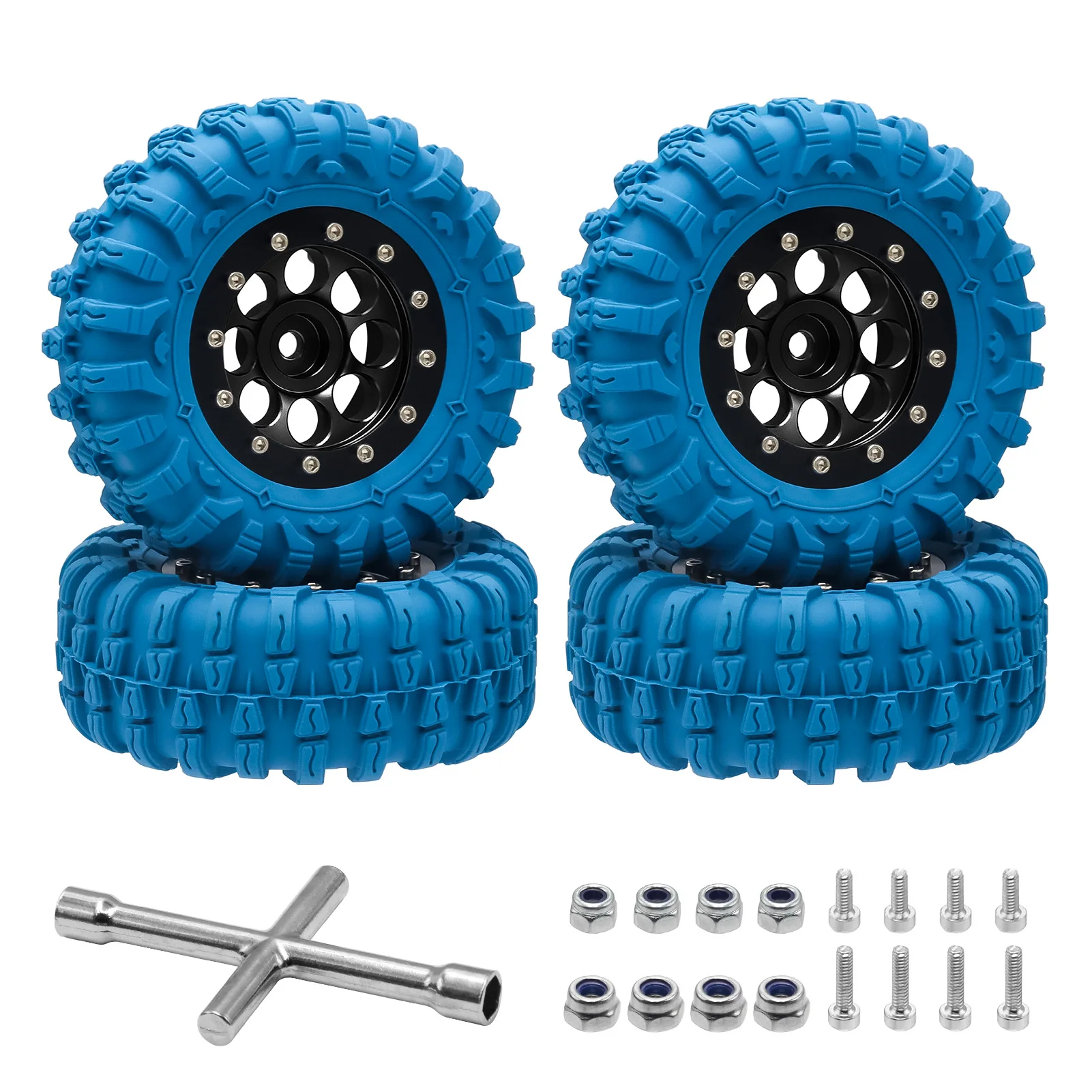 GOUPRC 1.3" Wheel Tires Set, Aluminum Beadlock Rim Swamp Claw Mud ...