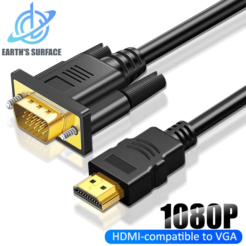 Cable HDMI-compatible a VGA de 1080P, Cable adaptador de vídeo macho a ...