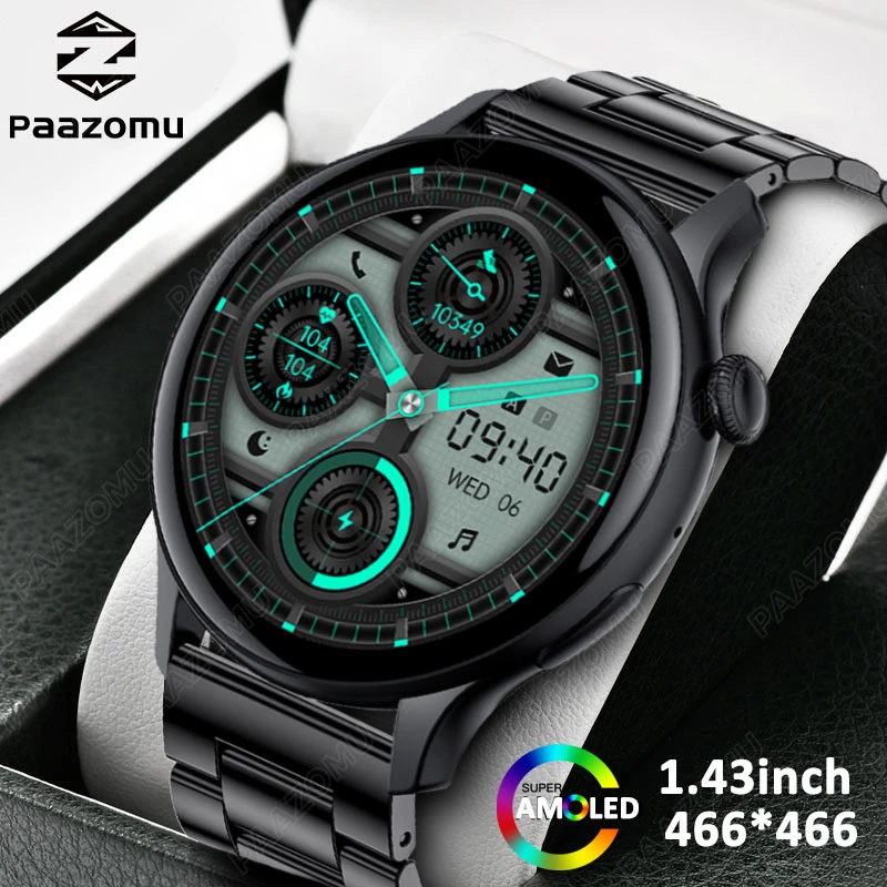 New Smart Watch Men 466*466 AMOLED Screen Always Display Time NFC ...