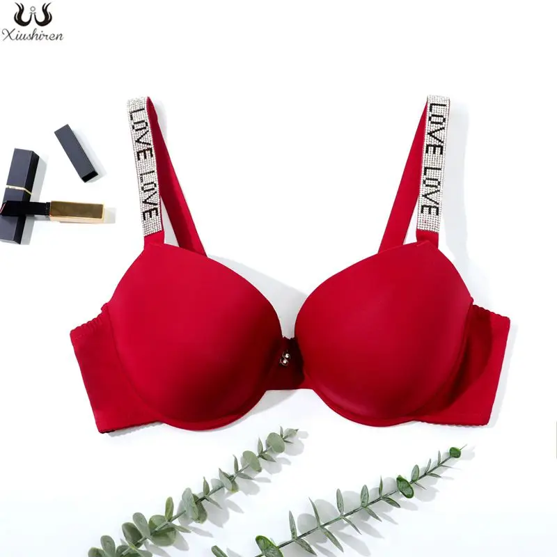 Xiushiren pure color bra with Inscriptions molded cup bra with wire for ...