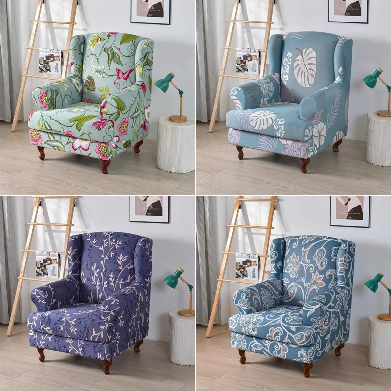 Blumen-druck-schr-ge-Sessel-bezug-elastische-King-Back-Ohren-sessel ...