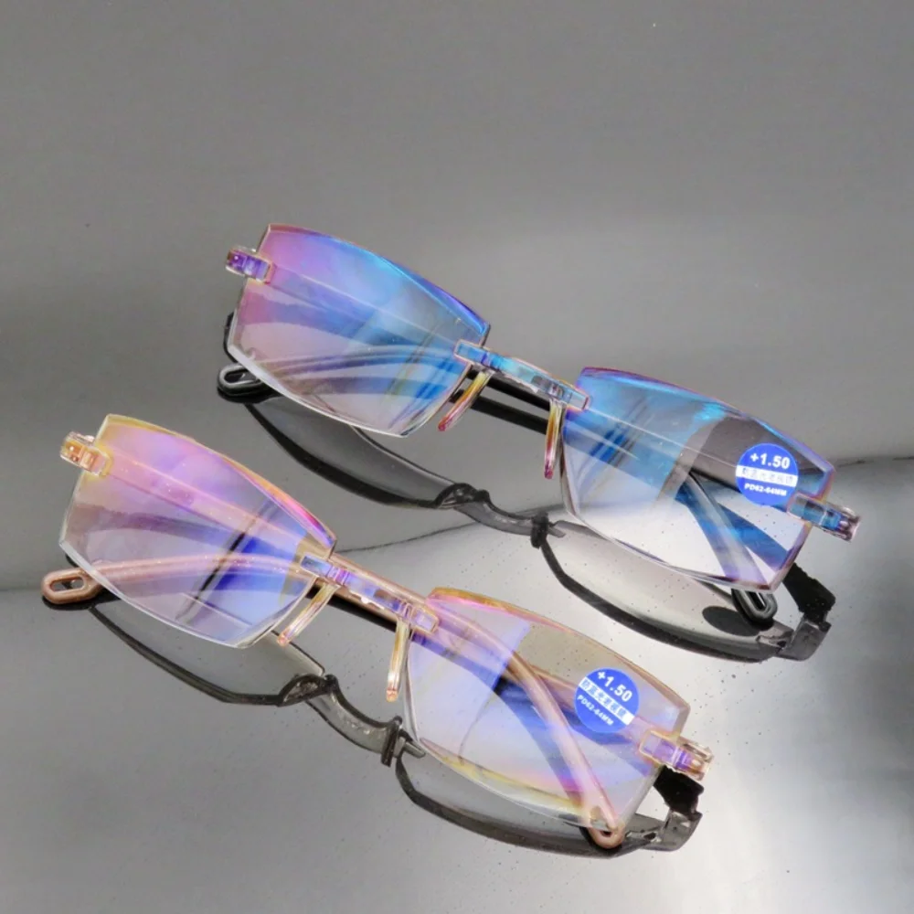 Blue-Ray-Reading-Glasses-Women-Dimond-Cutting-Rimless-Eyewear-Men-Anti ...