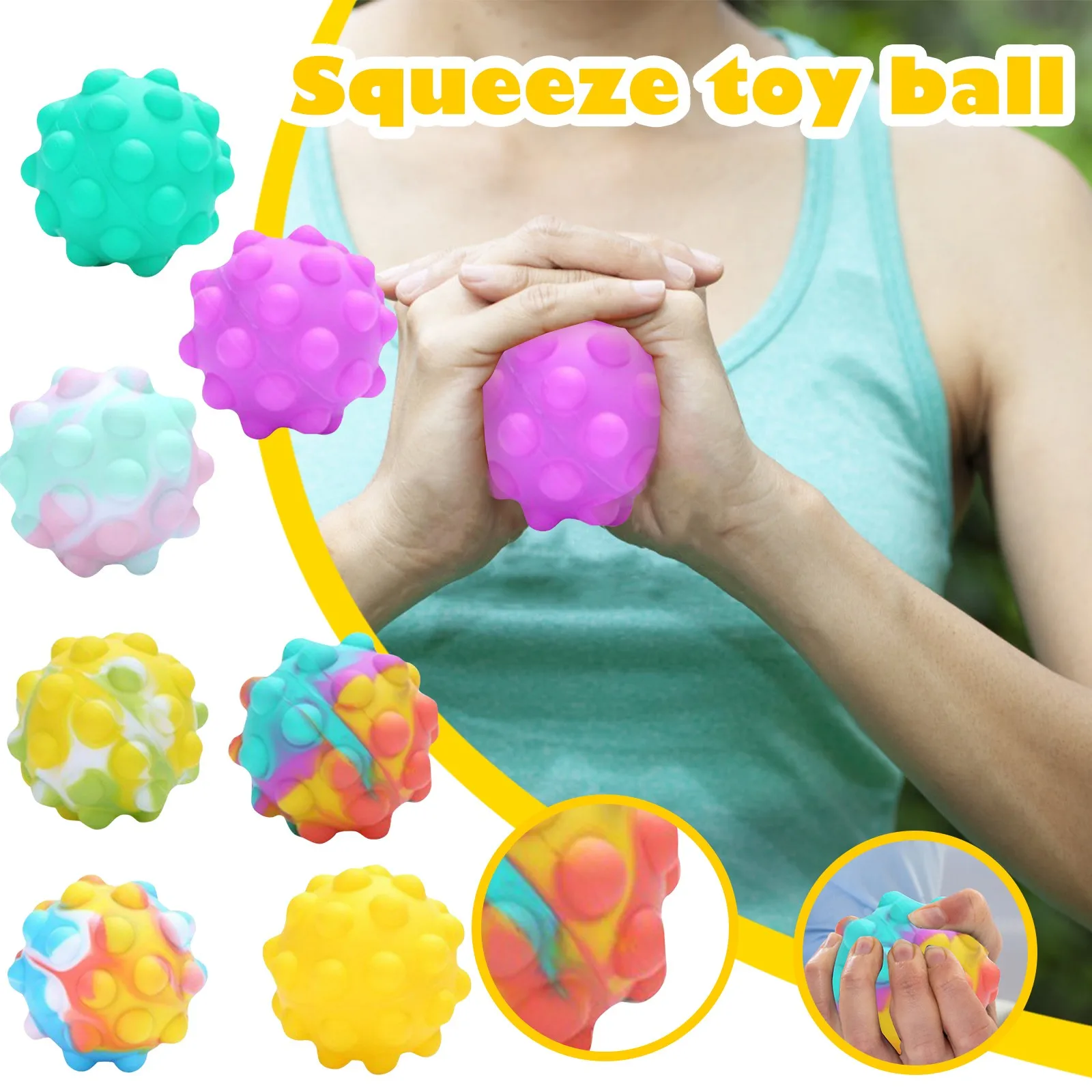 1pc Pop Ball Fidget Toys Stylish 3d Pop Pinch Ball Silicone Push Its ...