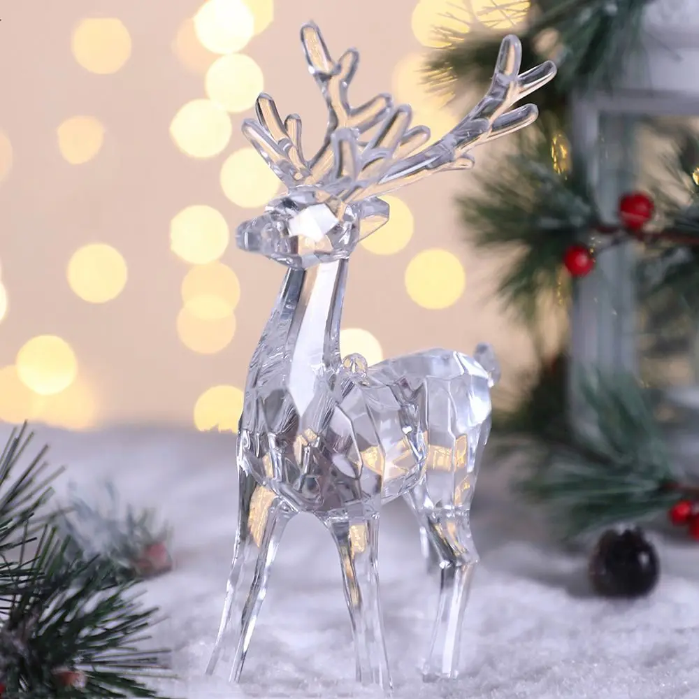 Acrylic Deer Figurines Desktop Ornament Room Decor Transparent Elk ...