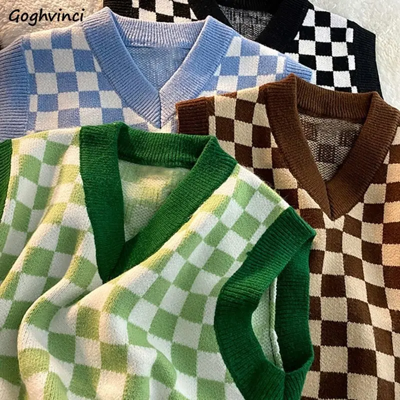 Oto-o-su-ter-chalecos-mujeres-estilo-Preppy-paneles-a-cuadros ...