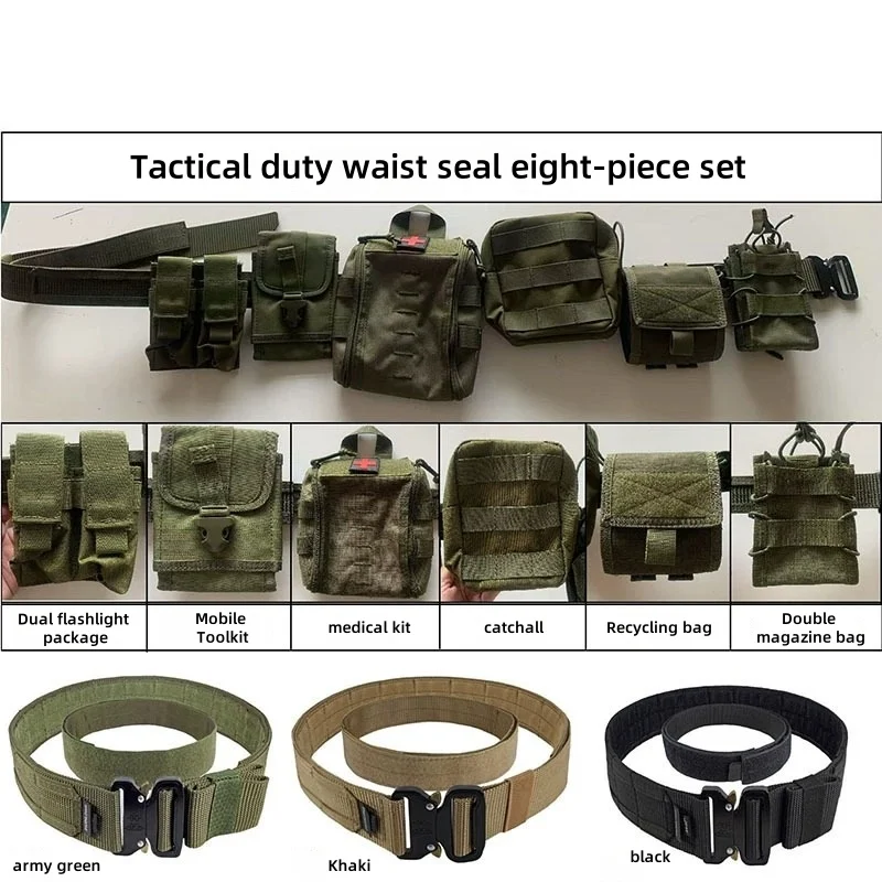 Multifunctional 8-Piece Tactical Belt Set Braided Nylon Duty Waist Seal ...
