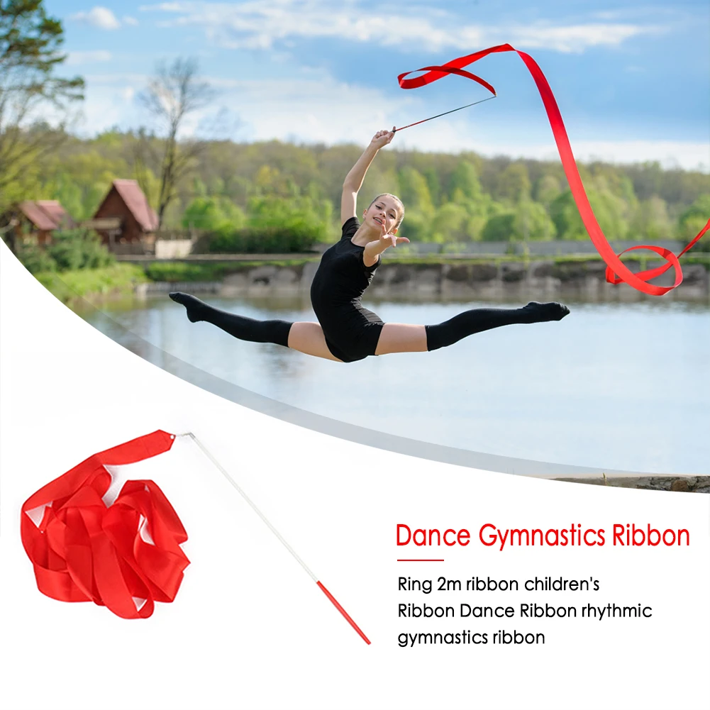 2m-Gym-Dance-Ribbons-Training-Rainbow-Stick-Twirler-Rhythmic-Equipment ...