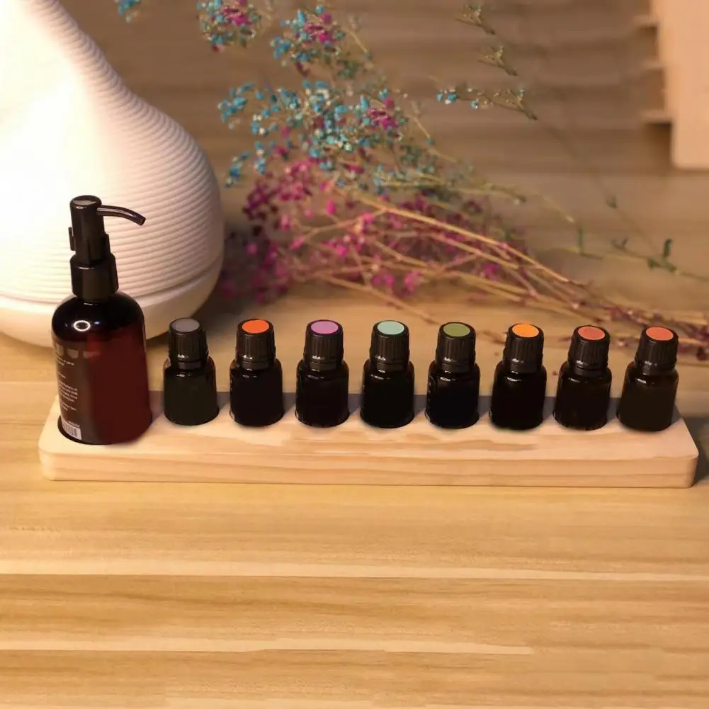 Essential Oil Stand Desktop Display Space-saving Storage 9-Hole Wooden ...