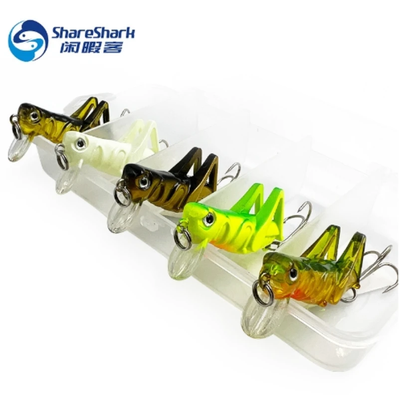 5Pcs Grasshopper Fishing Lure Hard Plastic Artificial Insect Baits ...