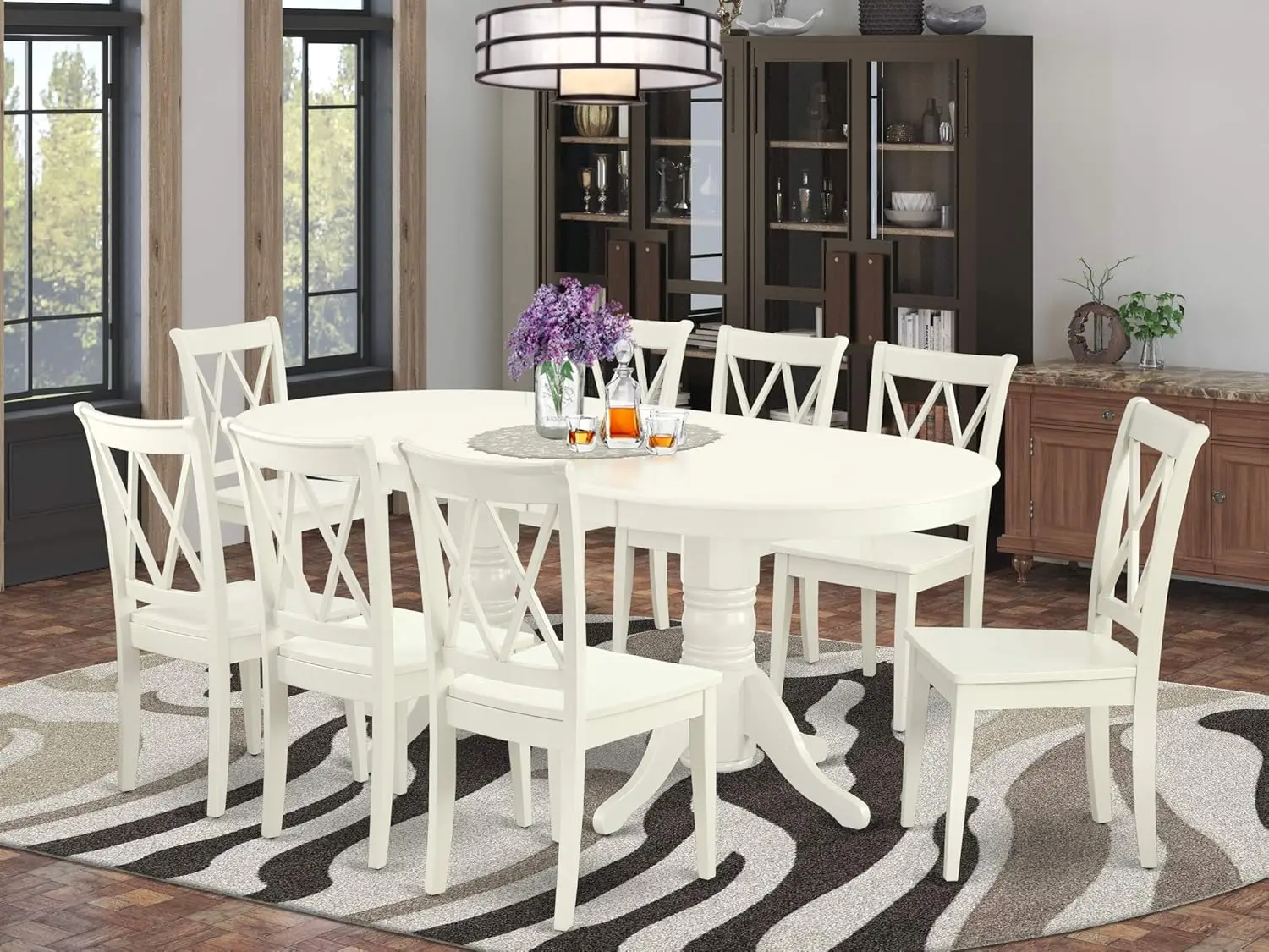 9-Piece-Dining-Table-Set-Includes-an-Oval-Dining-Room-Table-with ...