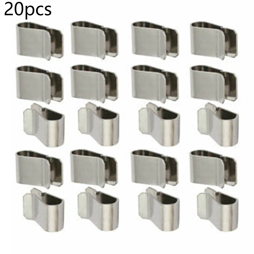 20pcs Stainless Steel Cable Clip Silver Tone Solar Photovoltaic Parts ...