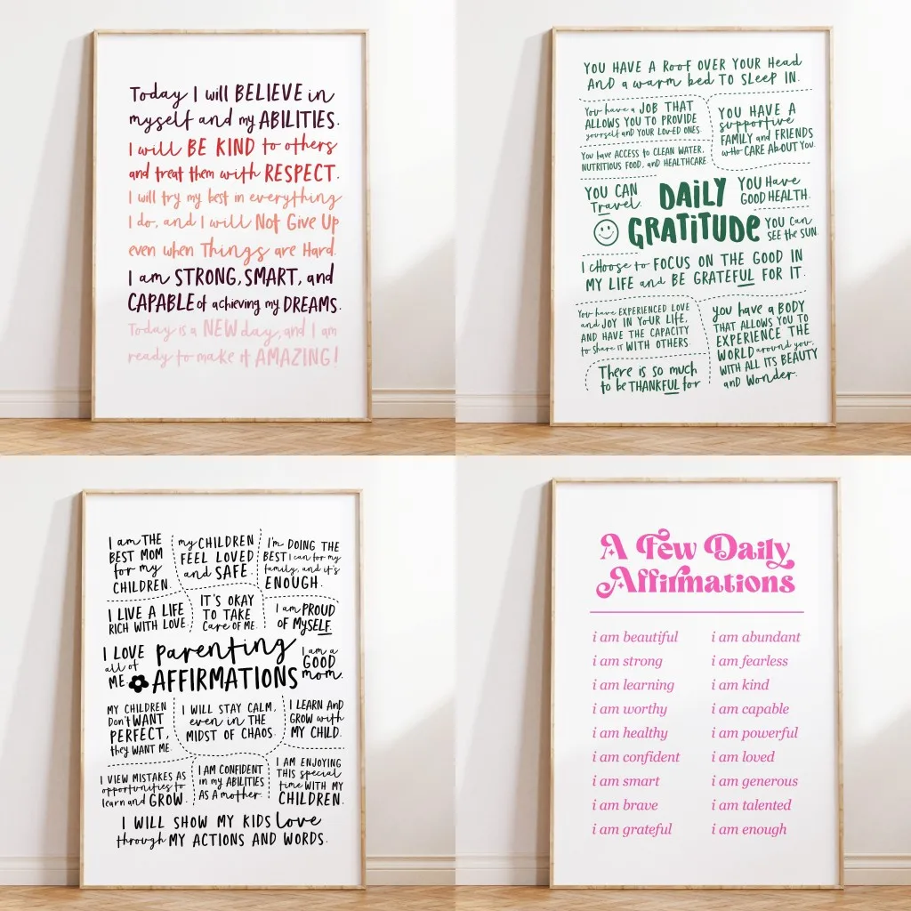 Positive Daily Affirmations Wall Art Self-healing Office Bedroom Decor ...