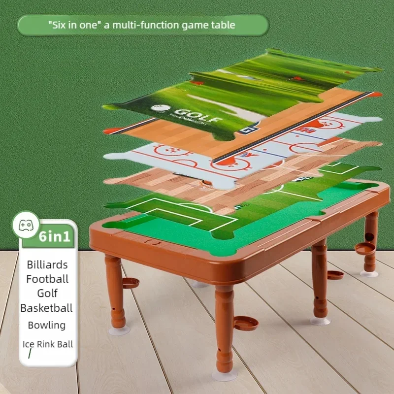 Multiplayer Party Games Toys 6-in-1 Functional Billiards Table Football ...