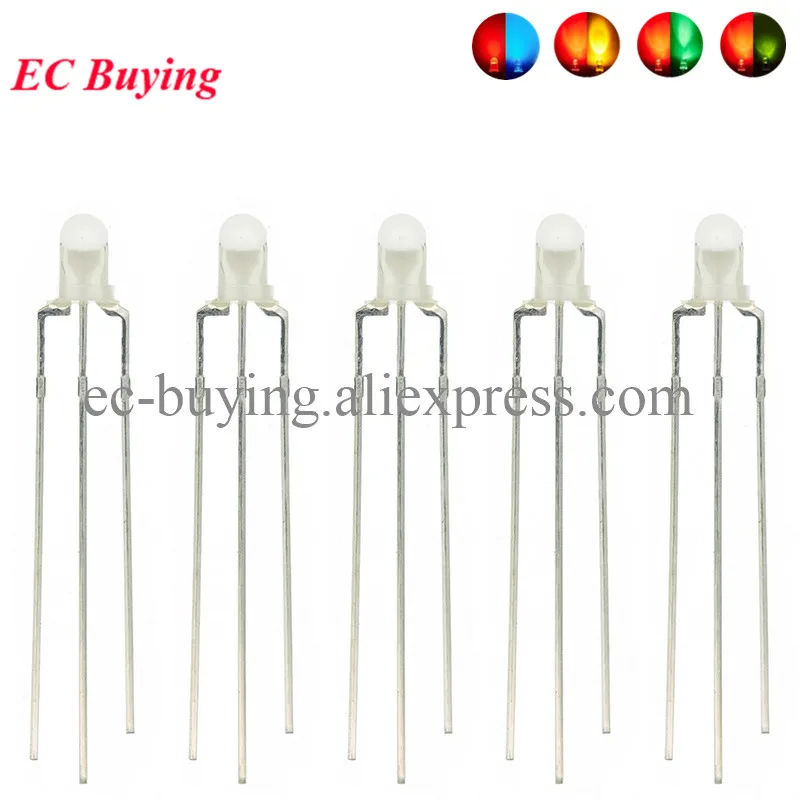 10pcs-F3-3mm-Diffused-Two-Color-Common-Anode-Cathode-Round-LED-Red-Warm ...
