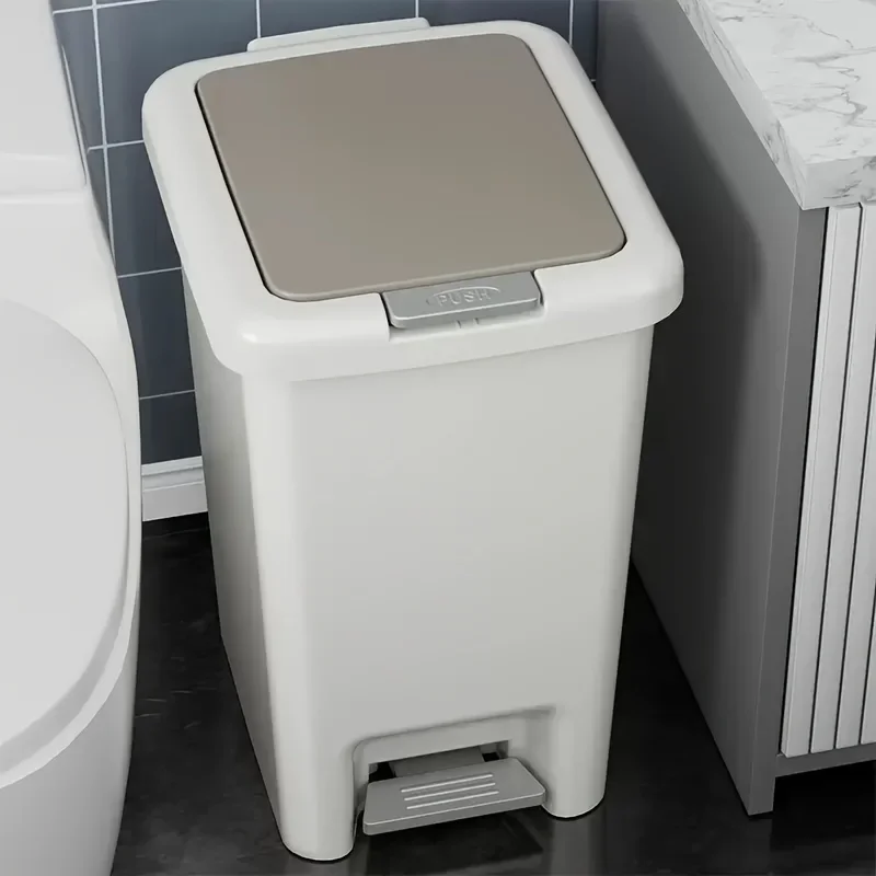 Double Opening Plastic Foot Pedal Trash Can for Bathroom Kitchen Living ...