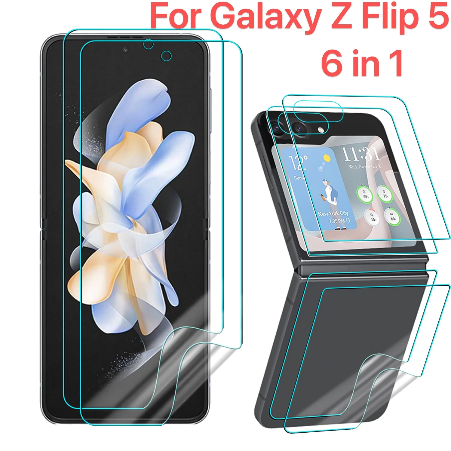For-Samsung-Galaxy-Z-Flip-5-5G-Screen-Protectors-Clear-Hydrogel-Film ...