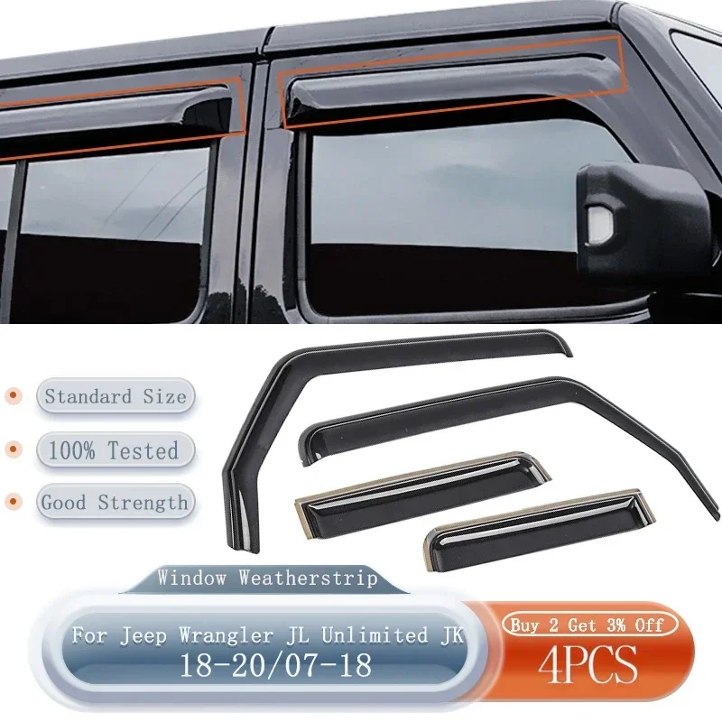 2/ 4 Pcs Car Side Window Visor Shades Sun Rain Guards Deflector for ...