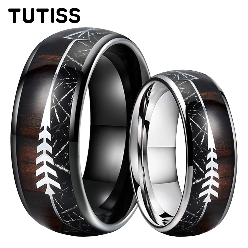 TUTISS-8mm-Tungsten-Arrow-Ring-Men-s-Women-s-Dome-Engagement-Wedding ...