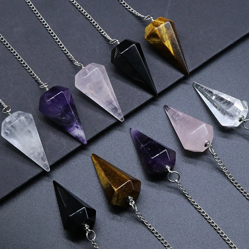 Meditation-Natural-Stone-Dowsing-Pendulum-Clear-Crystals-Pendulums-for ...