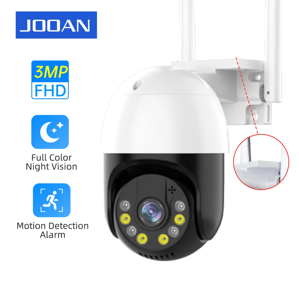 Jooan-Caméra de surveillance extérieure PTZ IP WiFi HD 3MP, dispositif ...