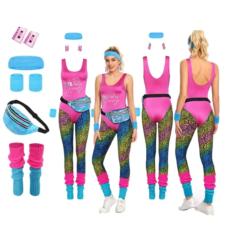 Women-Fitness-Costume-Adult-80s-Retro-Cosplay-Sportwear-Vest-Workout ...
