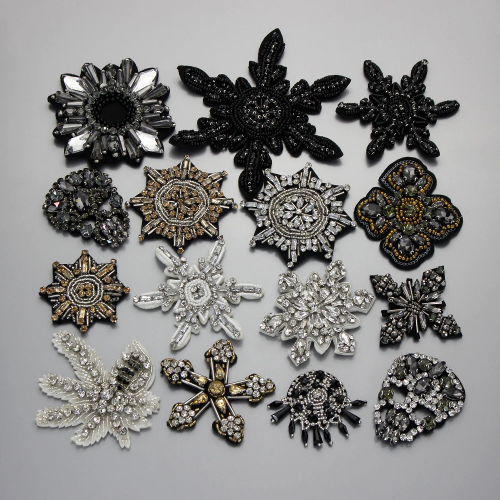 Beaded-Snowflake-Patch-Octagonal-Star-Badge-Rhinestone-Beading-Applique ...