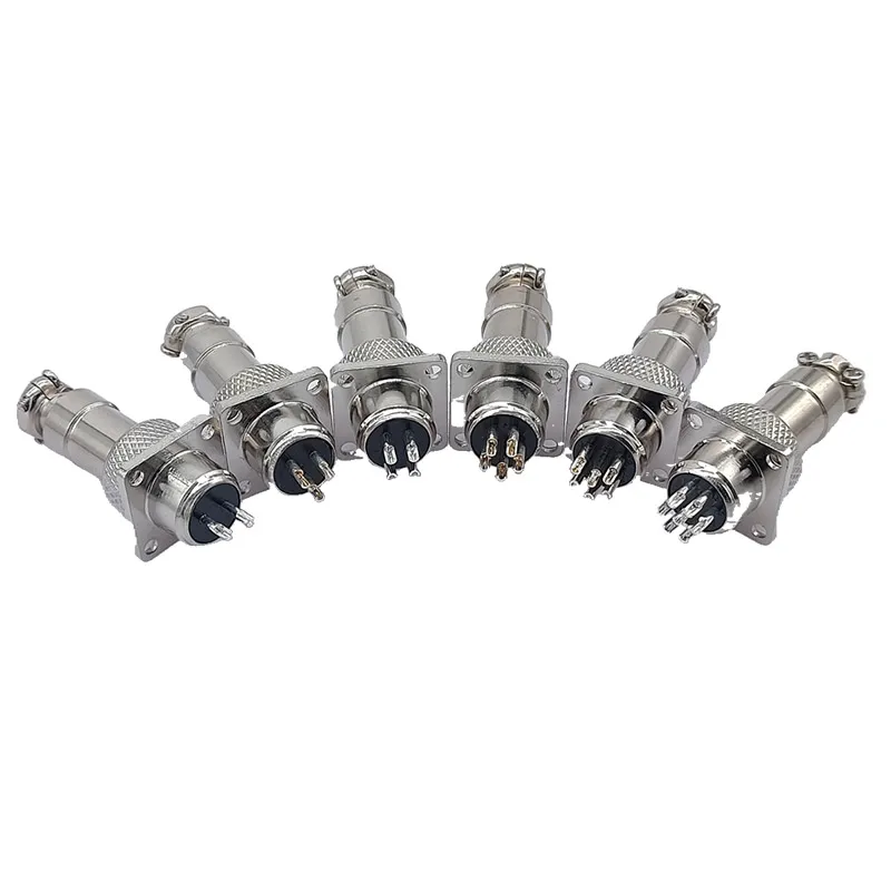 5PCS-GX12-Aviation-connector-square-flange-2pin3pin4pin5pin6pin7pin ...