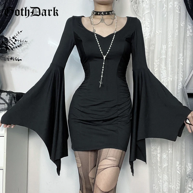 goth-dark-Cospaly-Partywear-Women-Fashion-Batwing-Sleeve-Mini-Dress ...