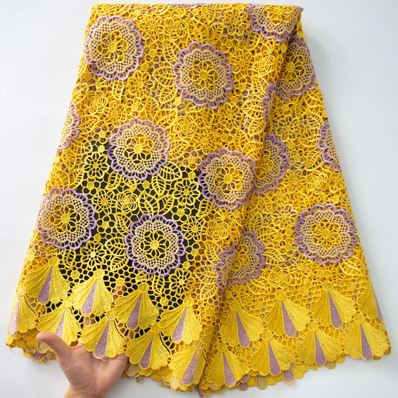 Yellow-Latest-Nigerian-Cord-Guipure-Lace-Fabric-2024-High-Quality-5 ...