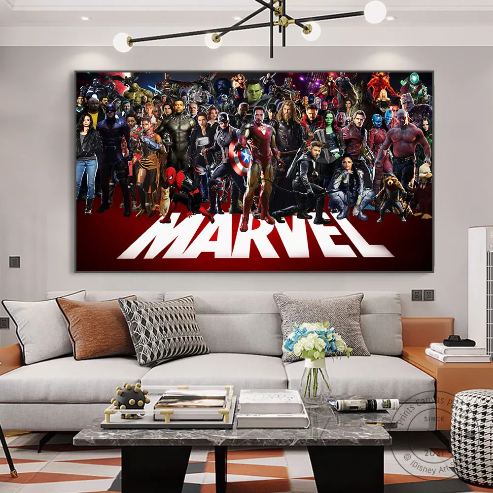 Marvel All Characters Wall Art Canvas Painting Poster Avengers ...