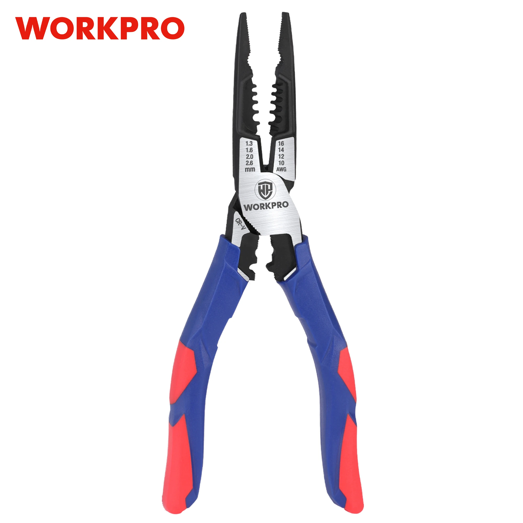 WORKPRO Electrician Pliers Needle Nose Pliers 6 in 1 for Clamping Screwing Wire Stripping Cable ...