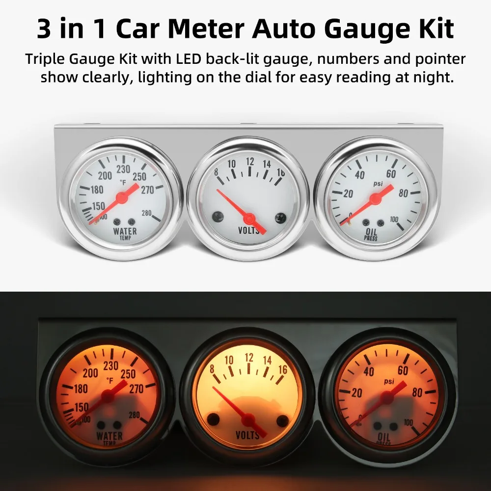 Universal-3-IN-1-Triple-Gauge-For-Car-Marine-Tractor-Water-Temp-Voltage ...