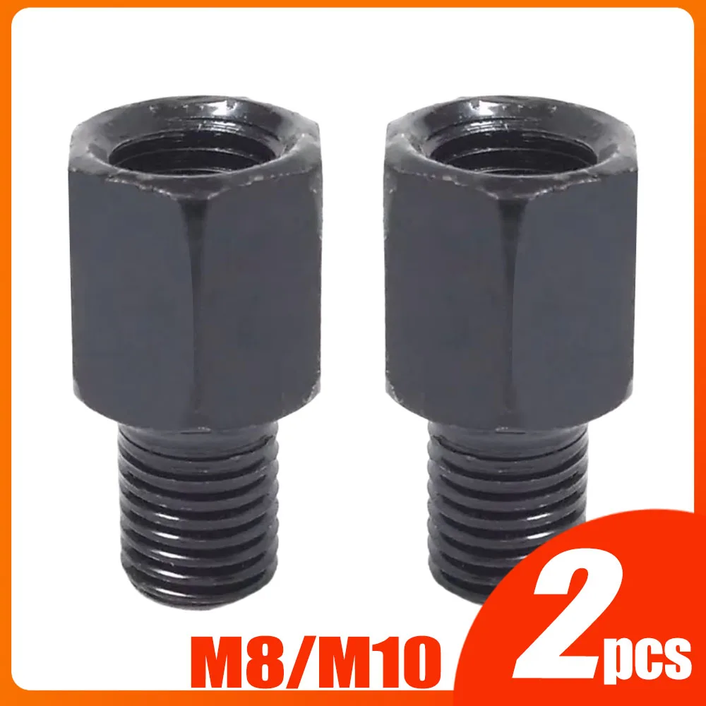 Pair Black Mirror Adapters M10 10MM M8 8MM Motorcycle Rearview Mirrors ...