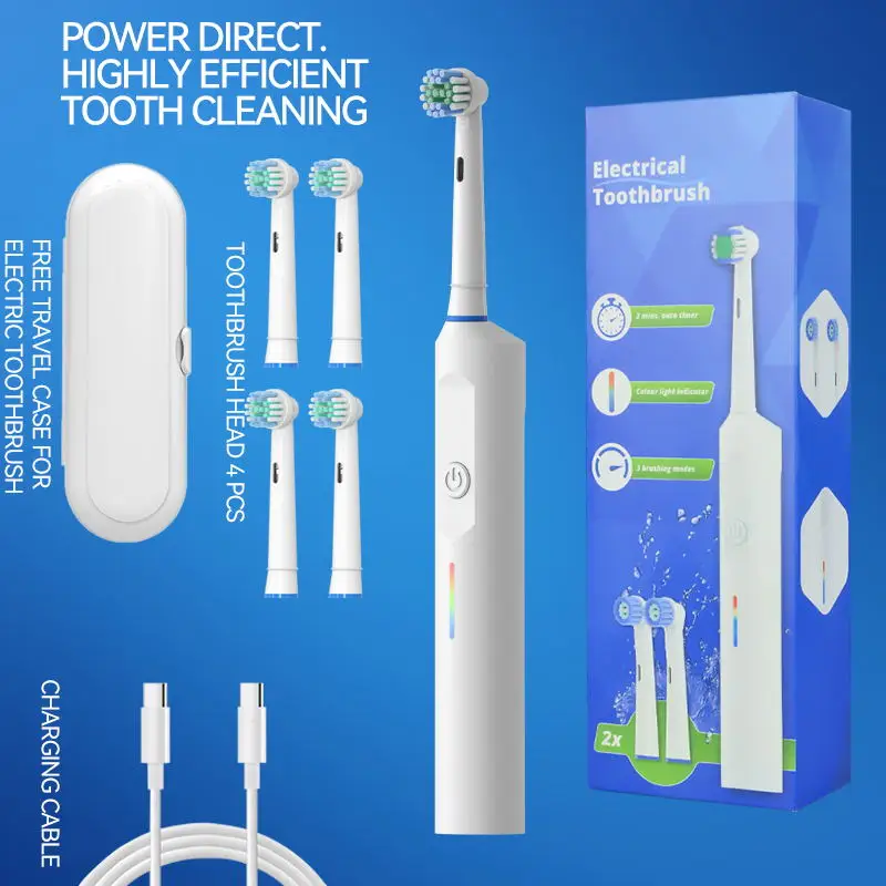 Electric-Toothbrush-Rotary-Round-Head-Adult-Soft-Bristle-Induction ...