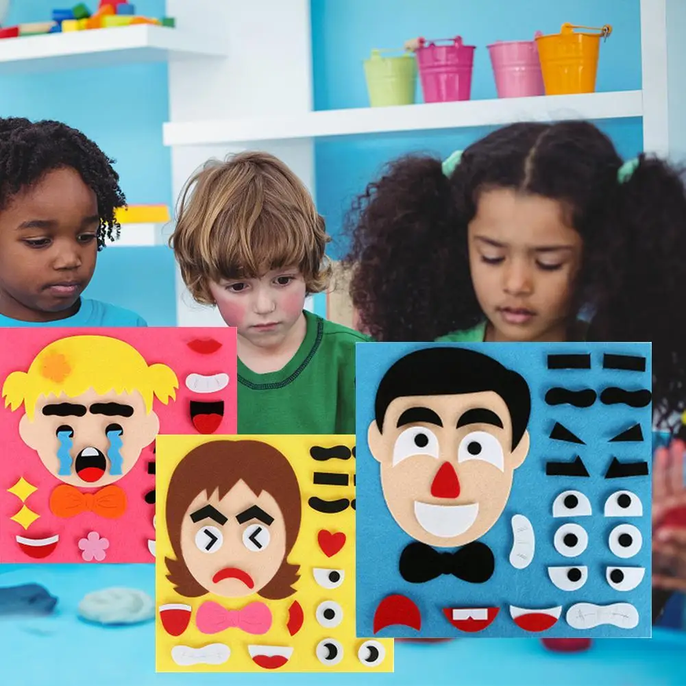 Big Size 30x30CM Face Expression DIY Toys Felt Fabric Handmade Stickers ...