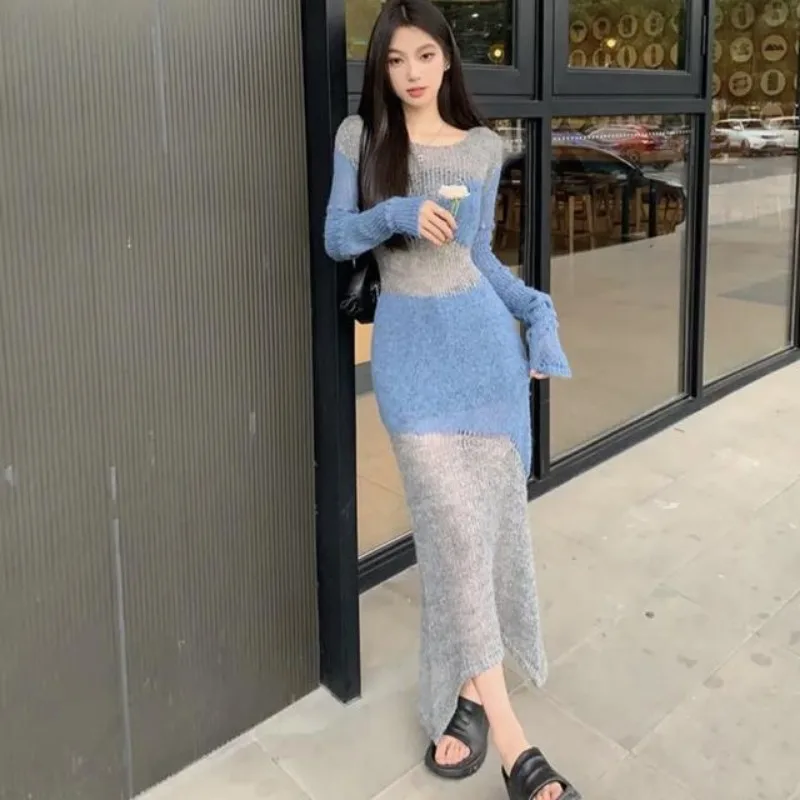 Knit-Women-s-Dresses-Sexy-Daring-Female-Dress-Maxi-Hollow-Out-Robe ...