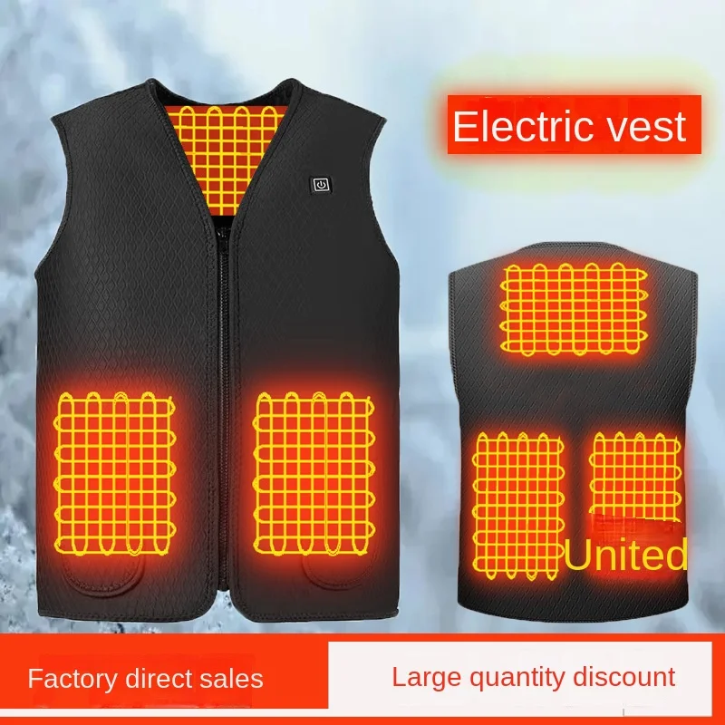 Men Autumn winter Smart heating Cotton 5 area Vest Heated V neck vest ...