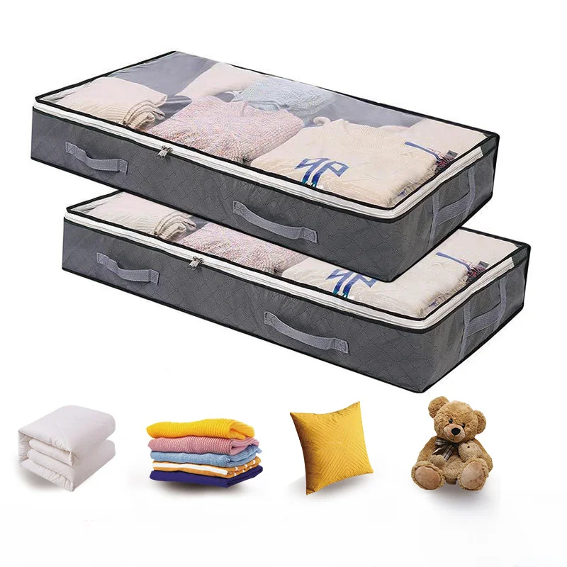 Transparent Bed Bottom Storage Box Folding Cotton Quilt Bag Household ...