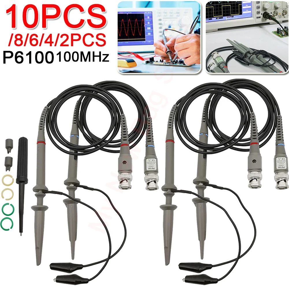 2-10PCS-P6100-BNC-Oscilloscope-Probe-Kit-High-Precision-Scope-Analyzer ...