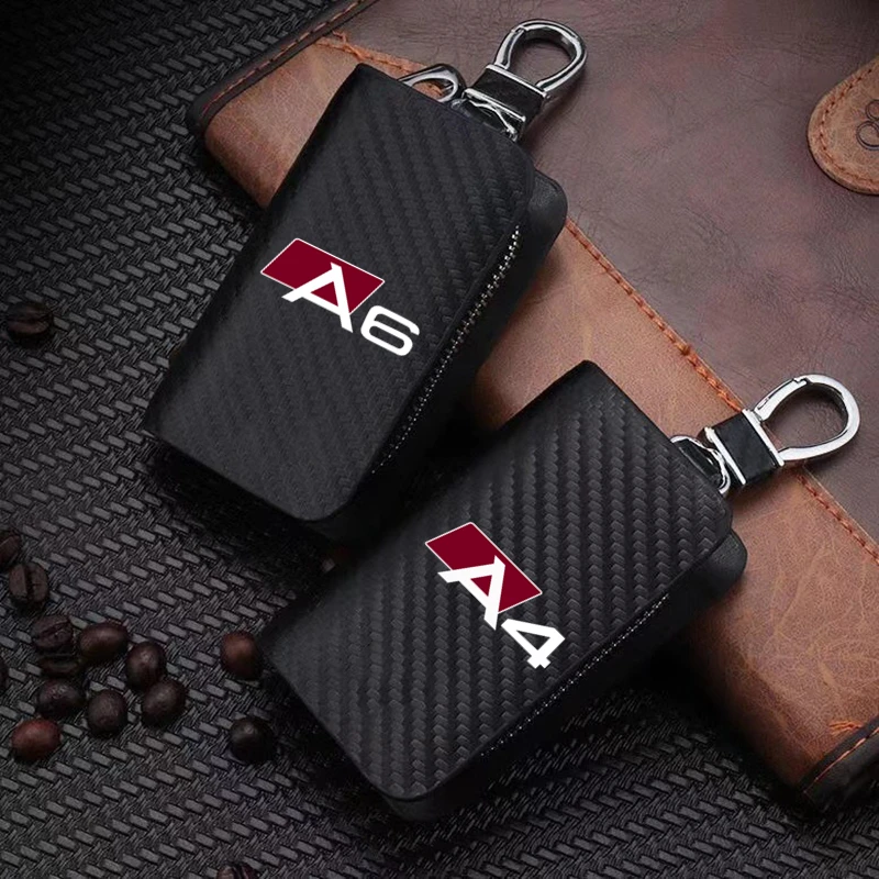 Leather Car Key Protection Shell Bag Carbon Filber Car Key Case for ...