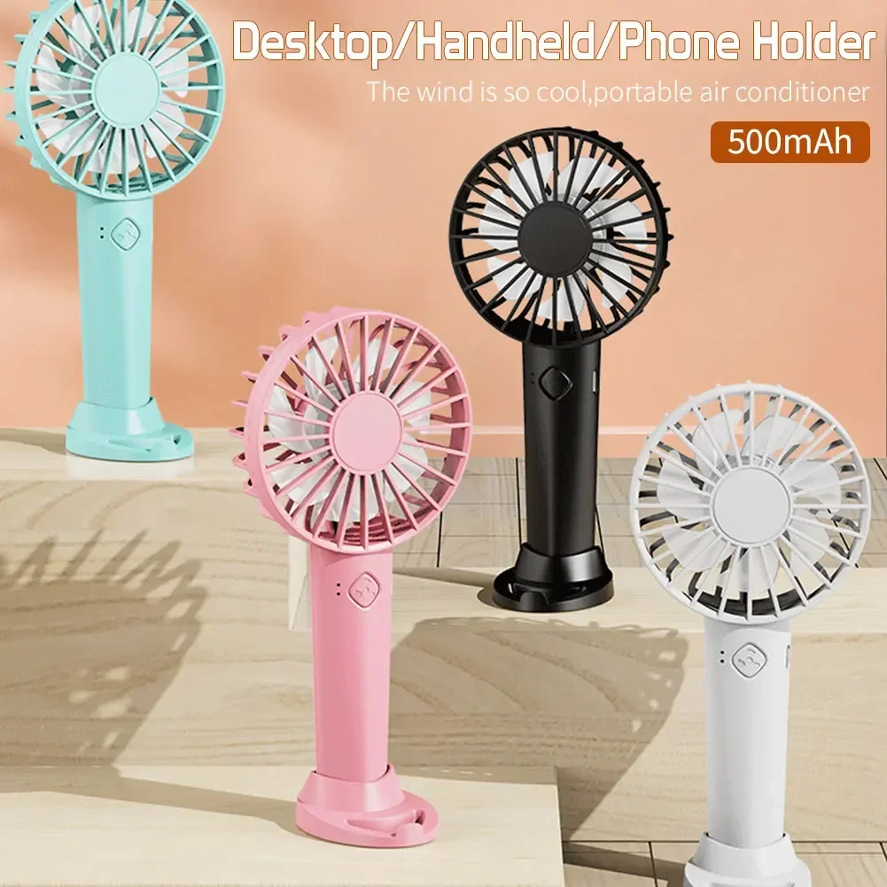 Portable USB Chargeable Mini Fan Handheld Fans with Base Summer Outdoor ...
