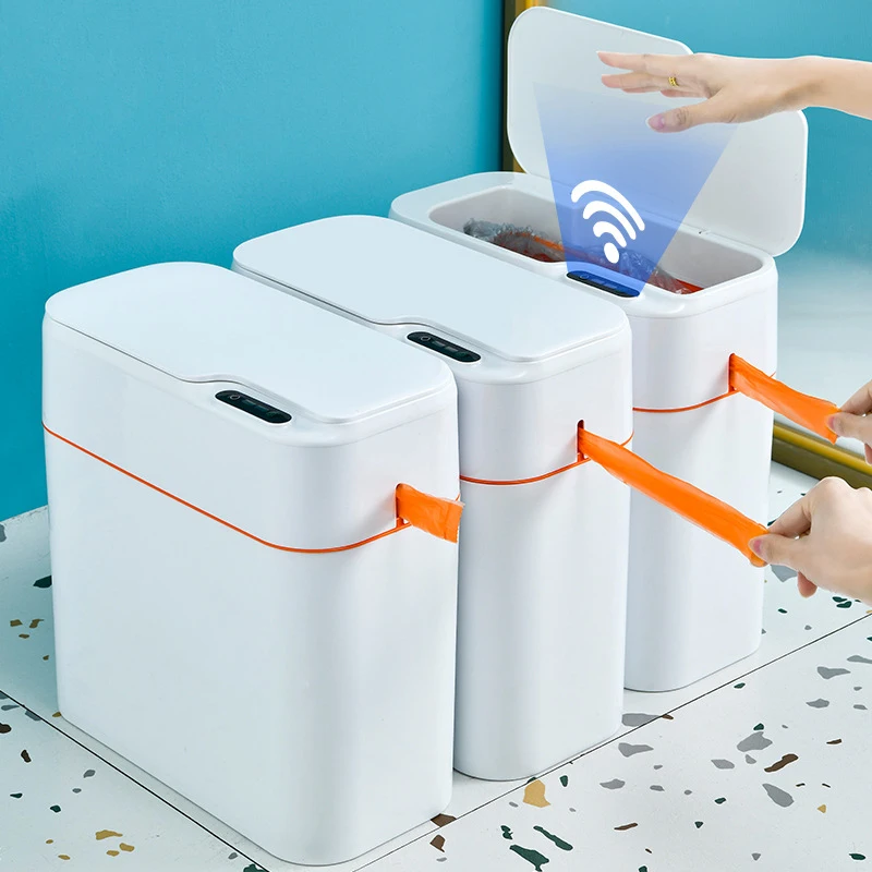 New-Induction-Trash-Can-Smart-Sensor-Garbage-Bin-Automatic-Sealing-18L ...