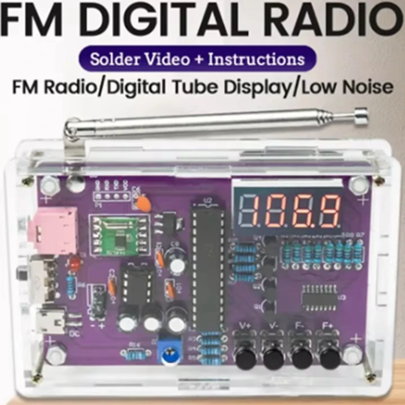 DIY-FM-Radio-Electronic-Kit-Adjustable-Frequency-87-108MHz-Digital-Display-DIY-Soldering-Project ...