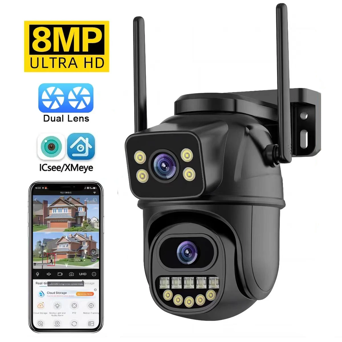 iCSee-8MP-4K-Dual-Lens-PTZ-IP-Camera-Waterproof-WiFi-Security-Camera ...