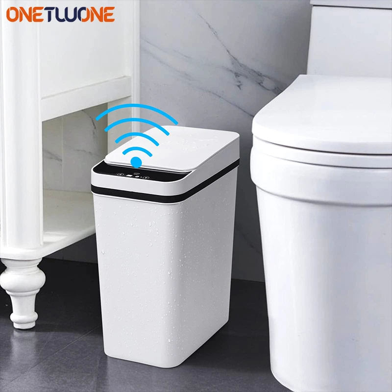 Bathroom Smart Trash Can,12L Motion Sensor Rubbish Can Waterproof ...