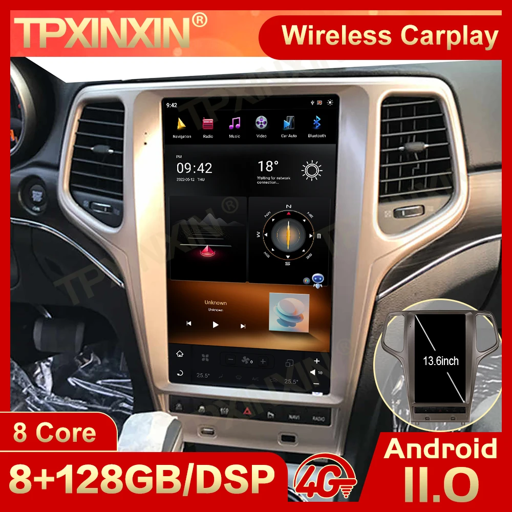 Qualcomm Android 11 Tesla Multimedia For Jeep Grand Cherokee 2010 2011 ...